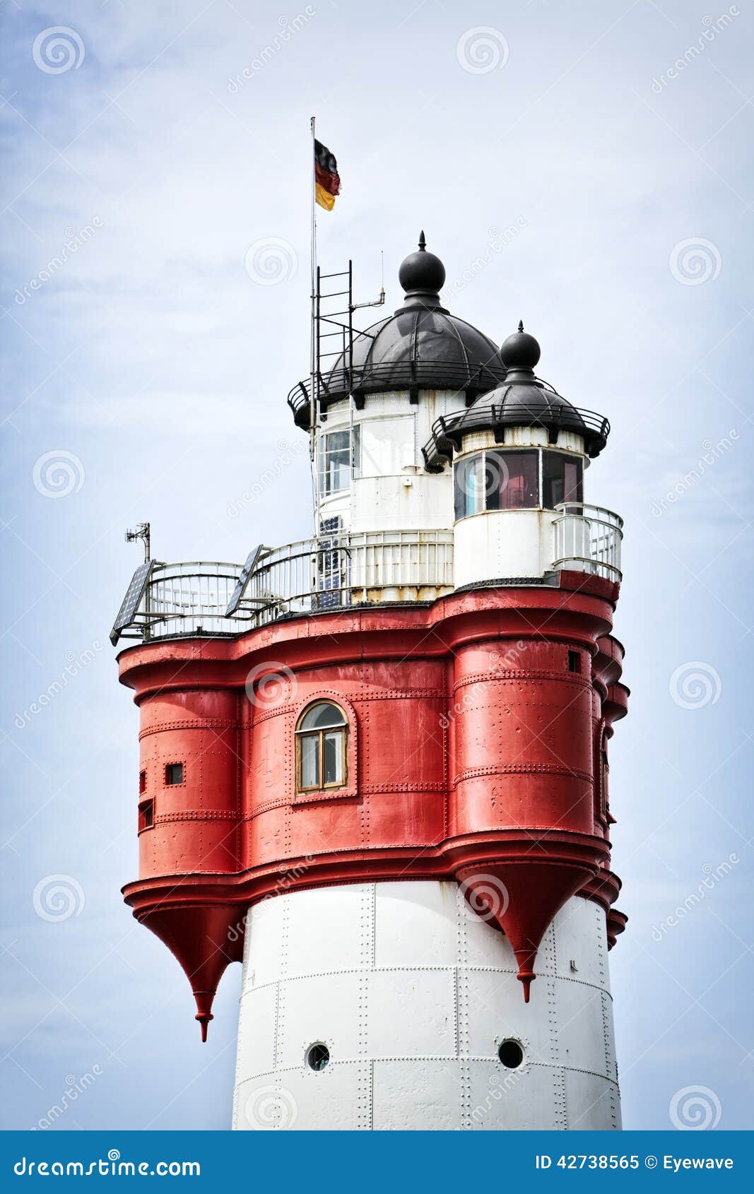 Roter Sand Vintage Lighthouse Stock Image - Image of historic, north ...