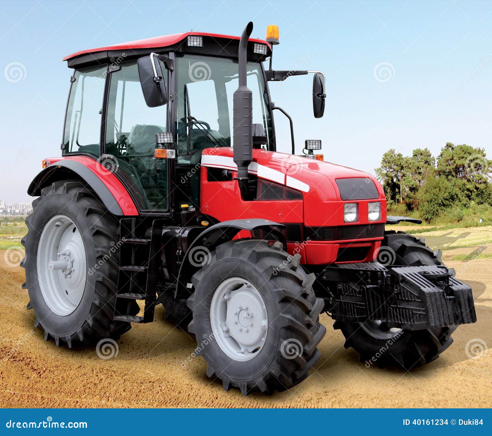Roter Traktor stockfoto. Bild von horizontal, traktor - 40161234
