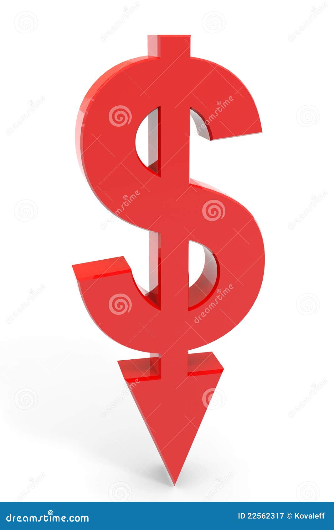 Rotes Dollarzeichen Mit Pfeil Unten. Stock Abbildung - Illustration von ...