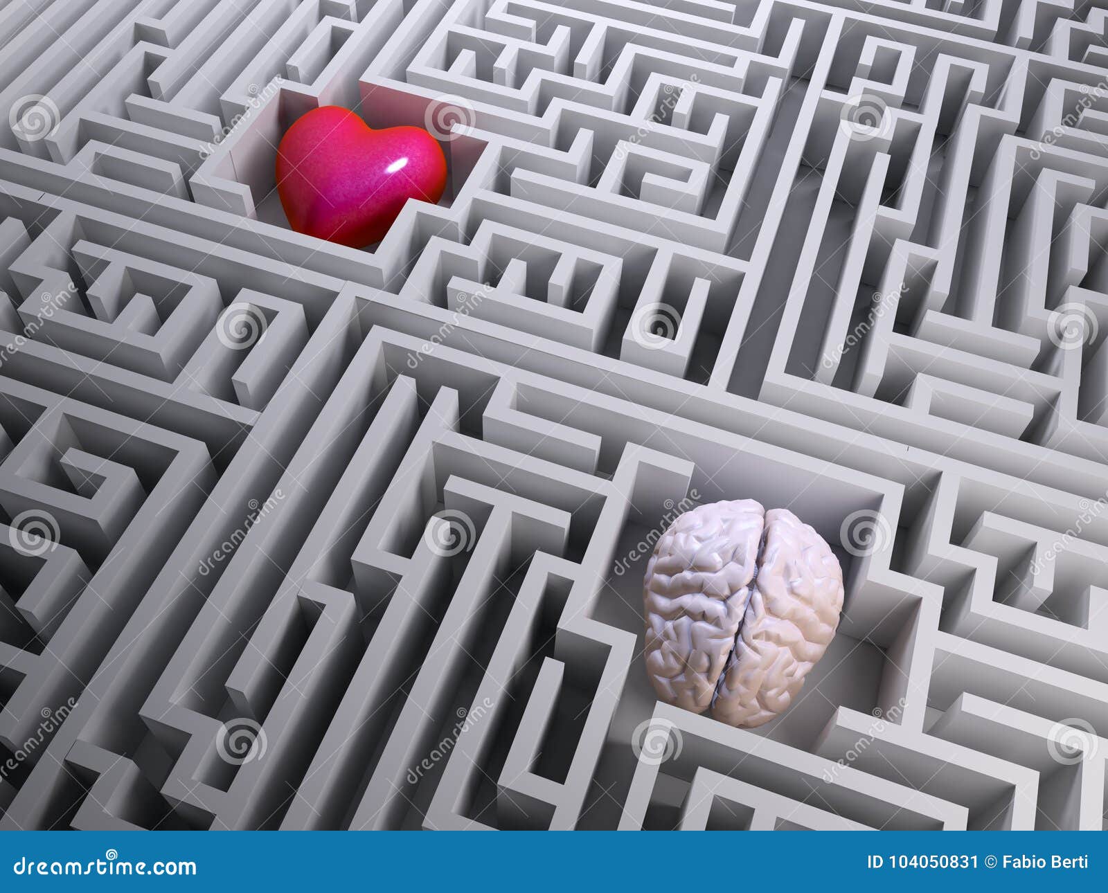 Rotes Herz Und Gehirn Im Labyrinthlabyrinth Stock Abbildung ...