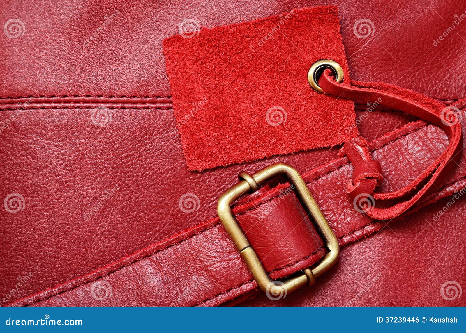 Rotes Leder Und Ein Aufkleber Stockfoto - Bild von sämischleder ...