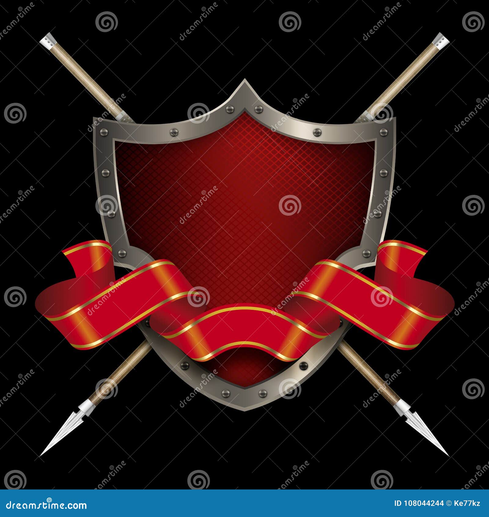 Rotes Schild Mit Rotem Band Und Stangen Stock Abbildung - Illustration ...