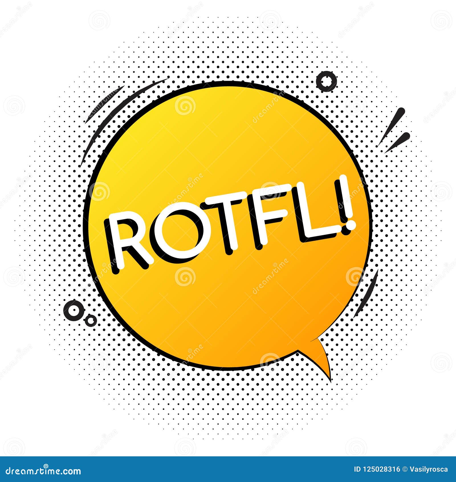 ROTFL Text Speech Label Icon. Pop Retro Vector Tag Comic Background ...