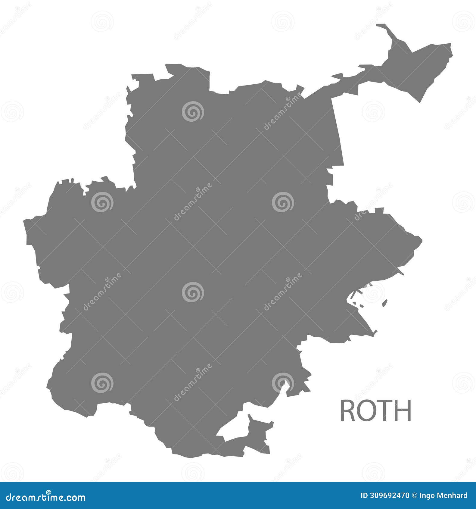 Roth German City Map Grey Illustration Silhouette Shape Stock Vector ...
