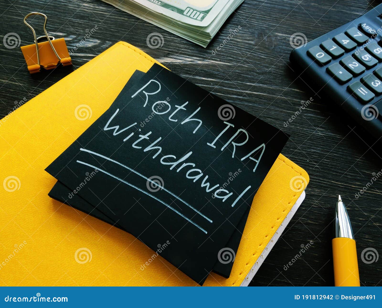 Roth IRA Withdrawal Words on a Black Page. Stock Photo - Image of work ...