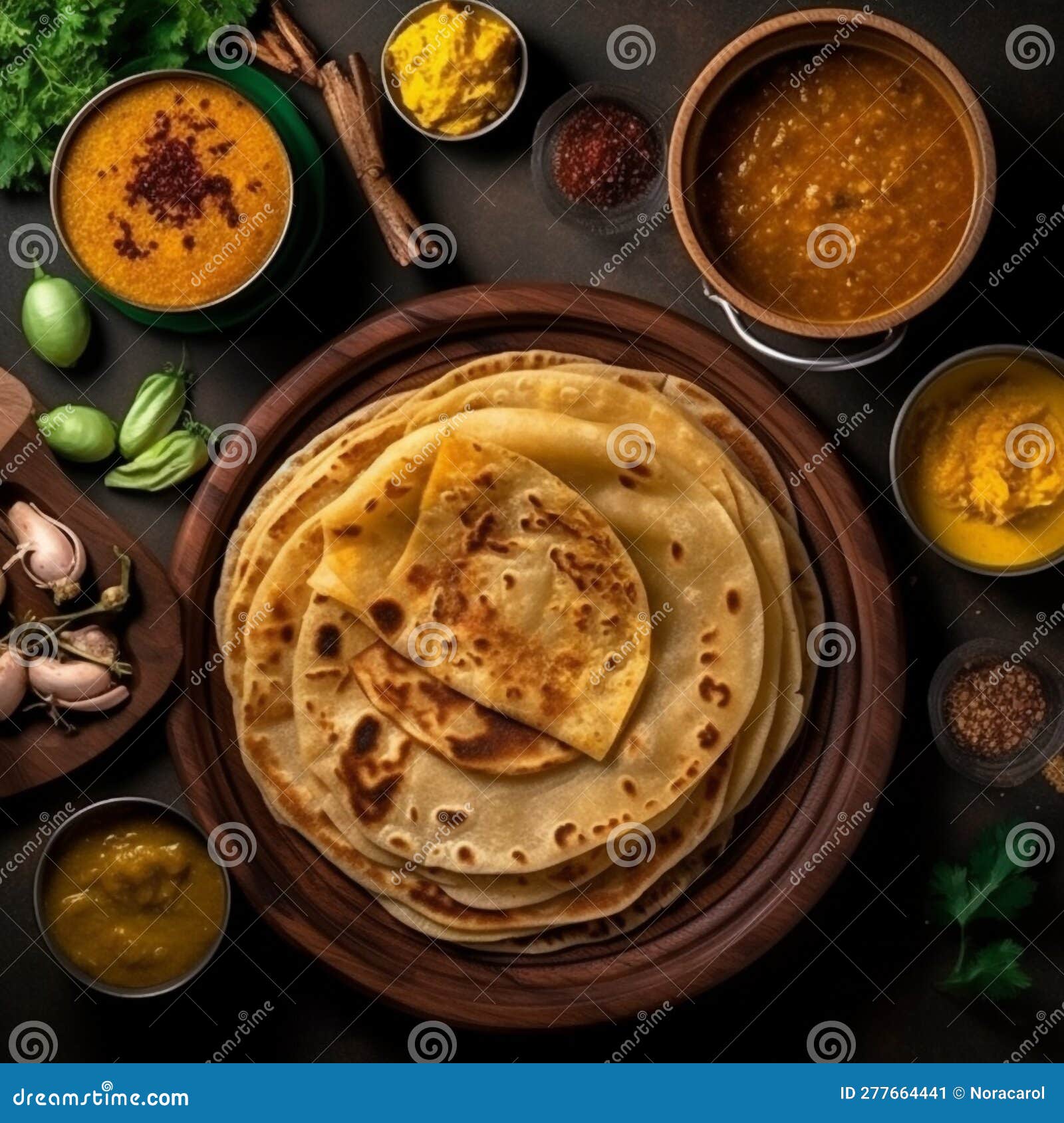 Roti Canai, A Malaysian Flatbread, Freshly Made And Served With A Side ...