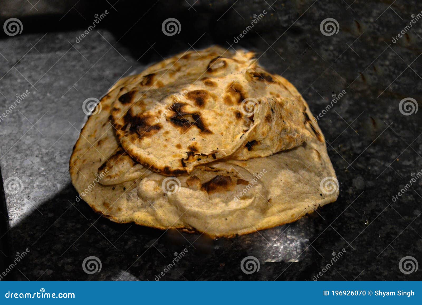 Roti, Chapati, Nan, Isolated on Black Marble Stock Photo - Image of ...