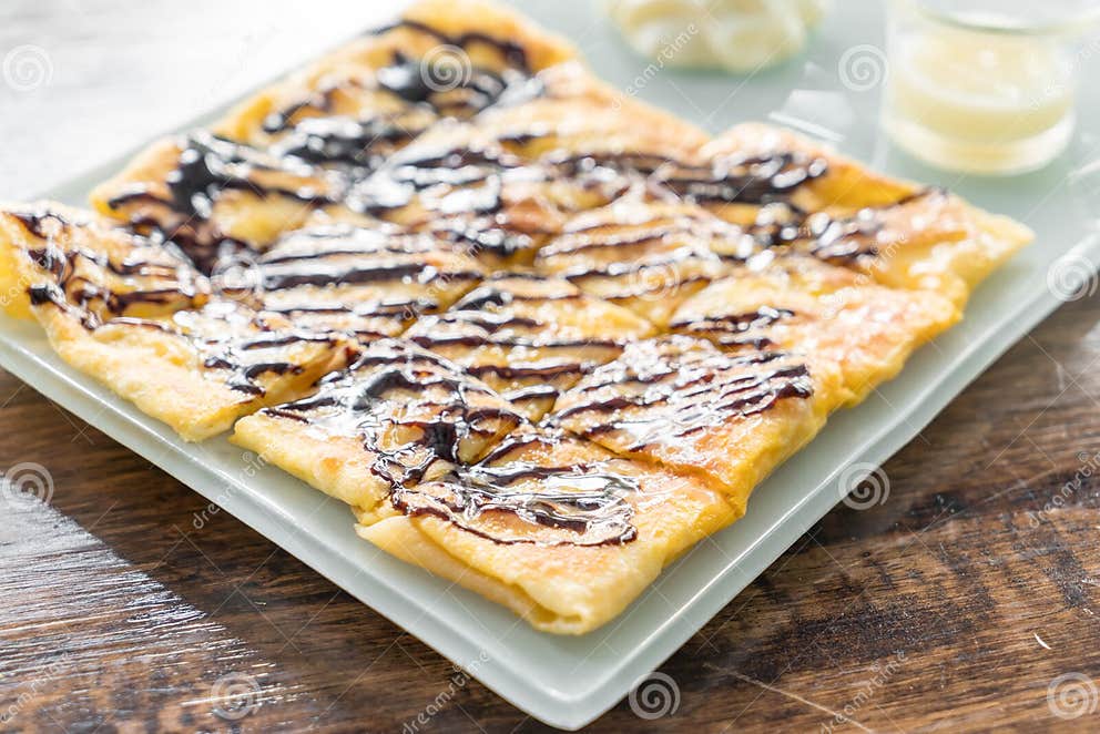 Roti with chocolate sauce stock image. Image of sweet - 126301971