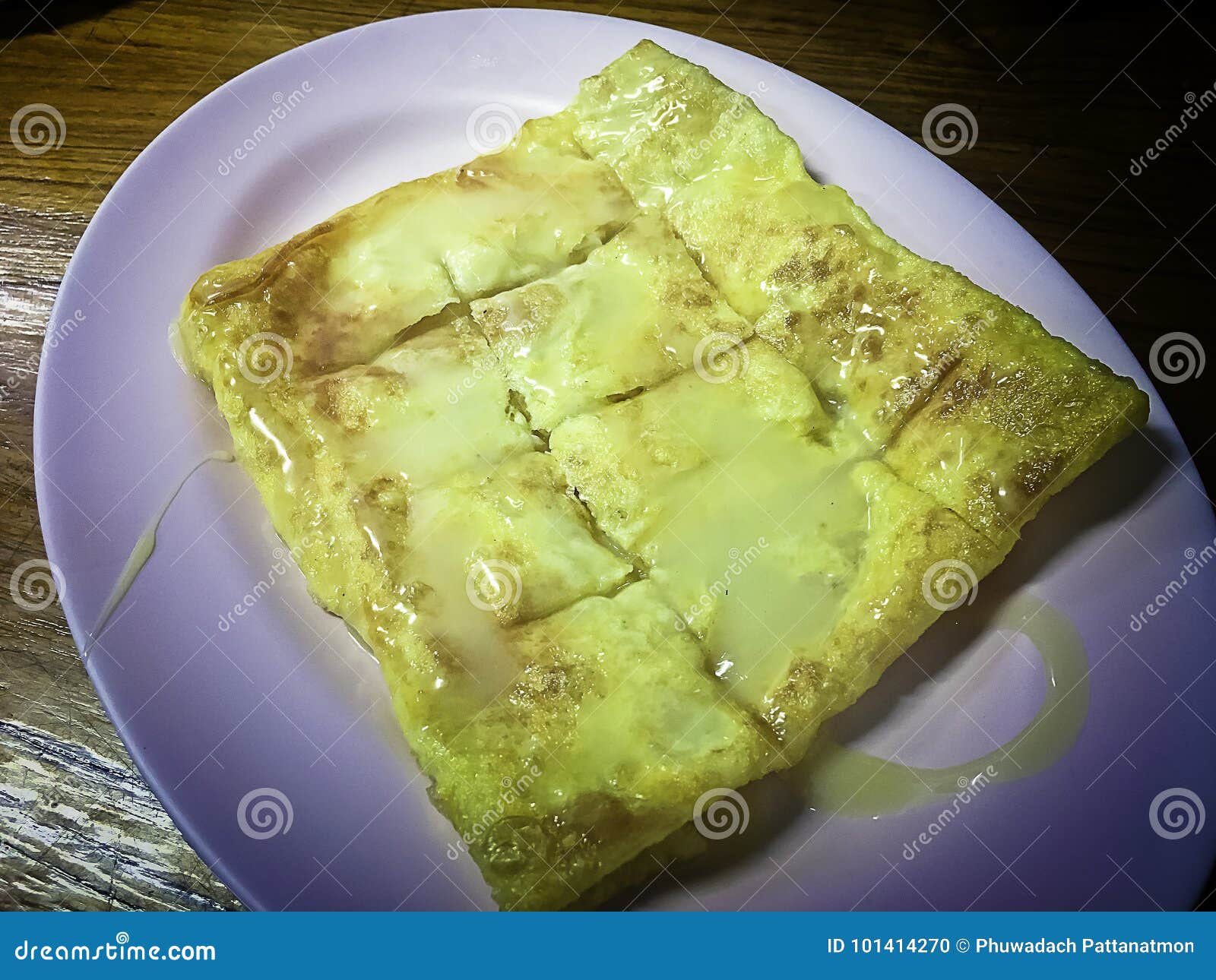 Roti With Sugar And Sweetened Condensed Milk. Thai Street Food Sweets ...
