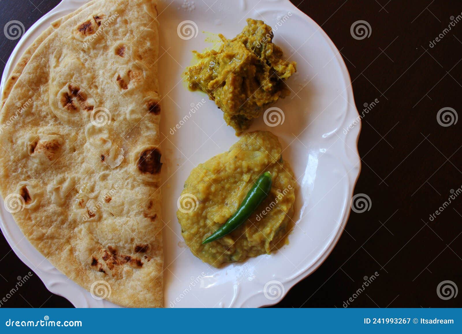 Roti, dal and mutton stock image. Image of white, feast - 241993267