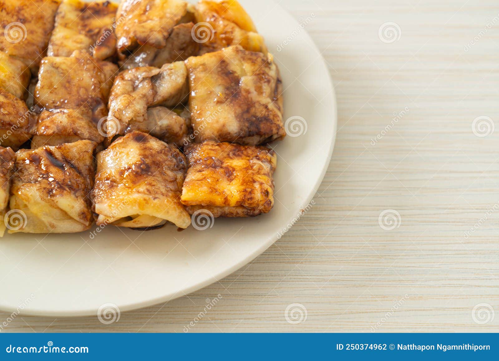 Roti with Egg, Banana and Chocolate Stock Photo - Image of brown, plate ...