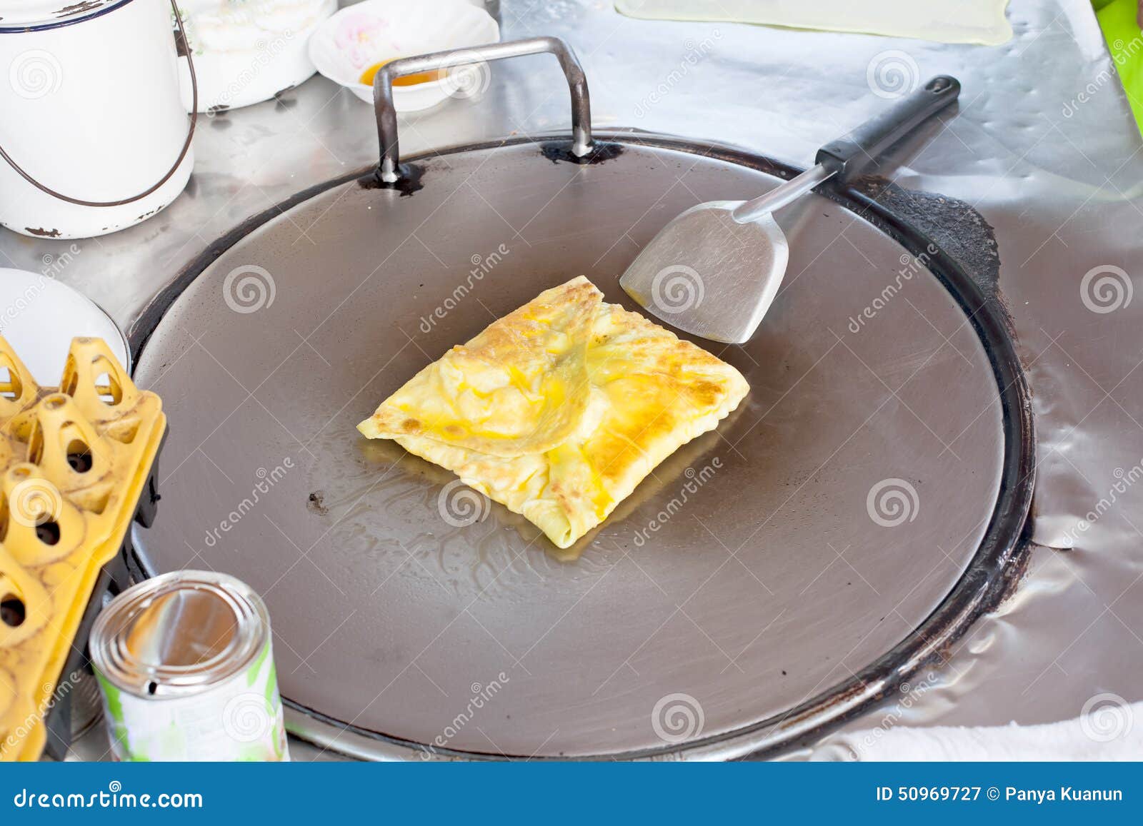 Roti while frying on pan stock image. Image of breakfast - 50969727
