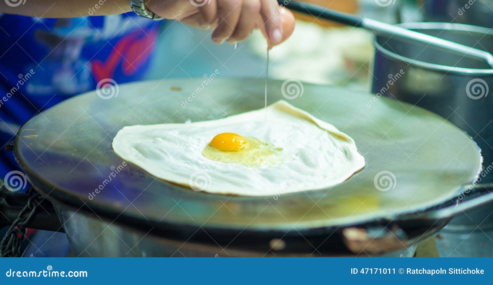 Roti while frying on pan stock image. Image of obesity - 47171011