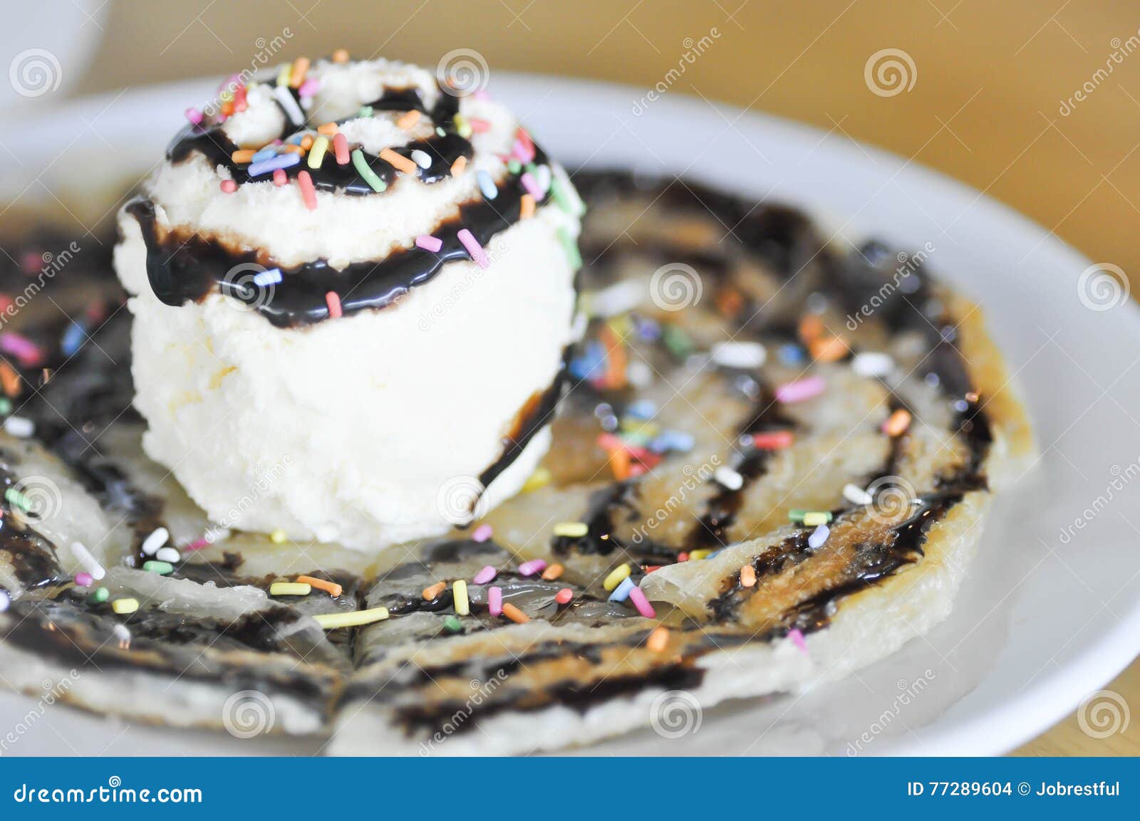 Roti and ice cream stock photo. Image of topping, porotta - 77289604
