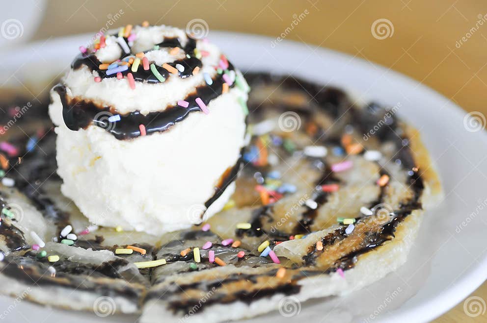 Roti and ice cream stock photo. Image of topping, porotta - 77289604