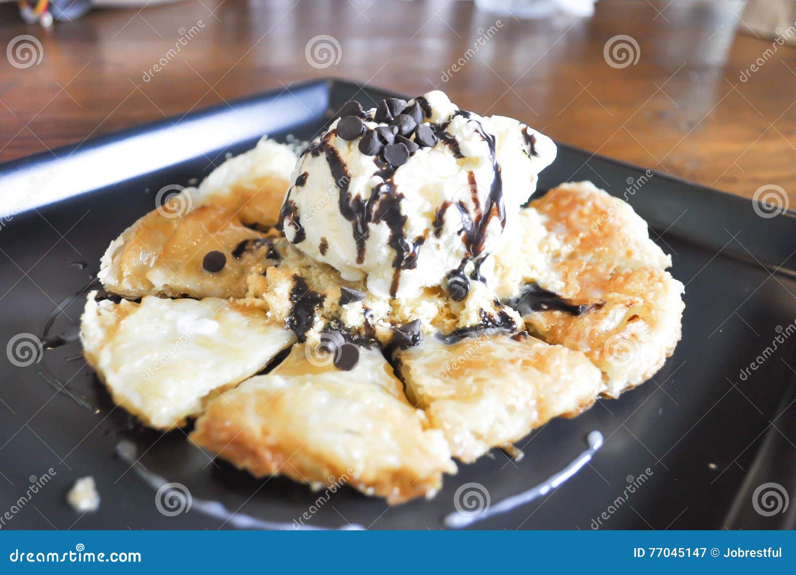Roti with Ice Cream Topping Stock Image - Image of snack, lunch: 77045147