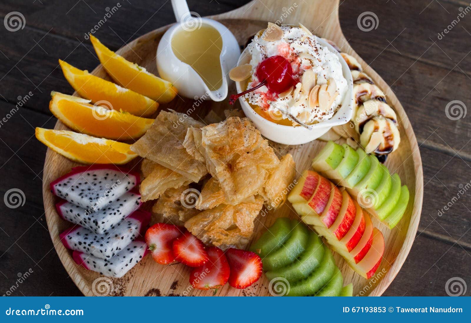 Roti with many fruit. stock image. Image of thai, toast - 67193853