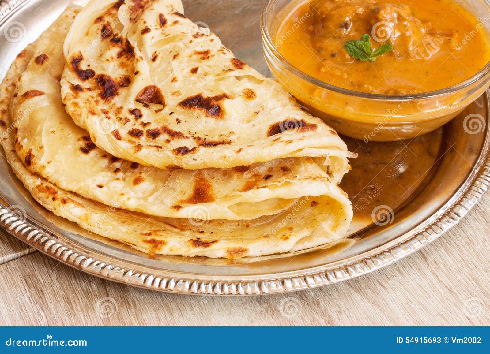Roti Parantha Porotta Multi Layered with Curry Stock Image - Image of ...