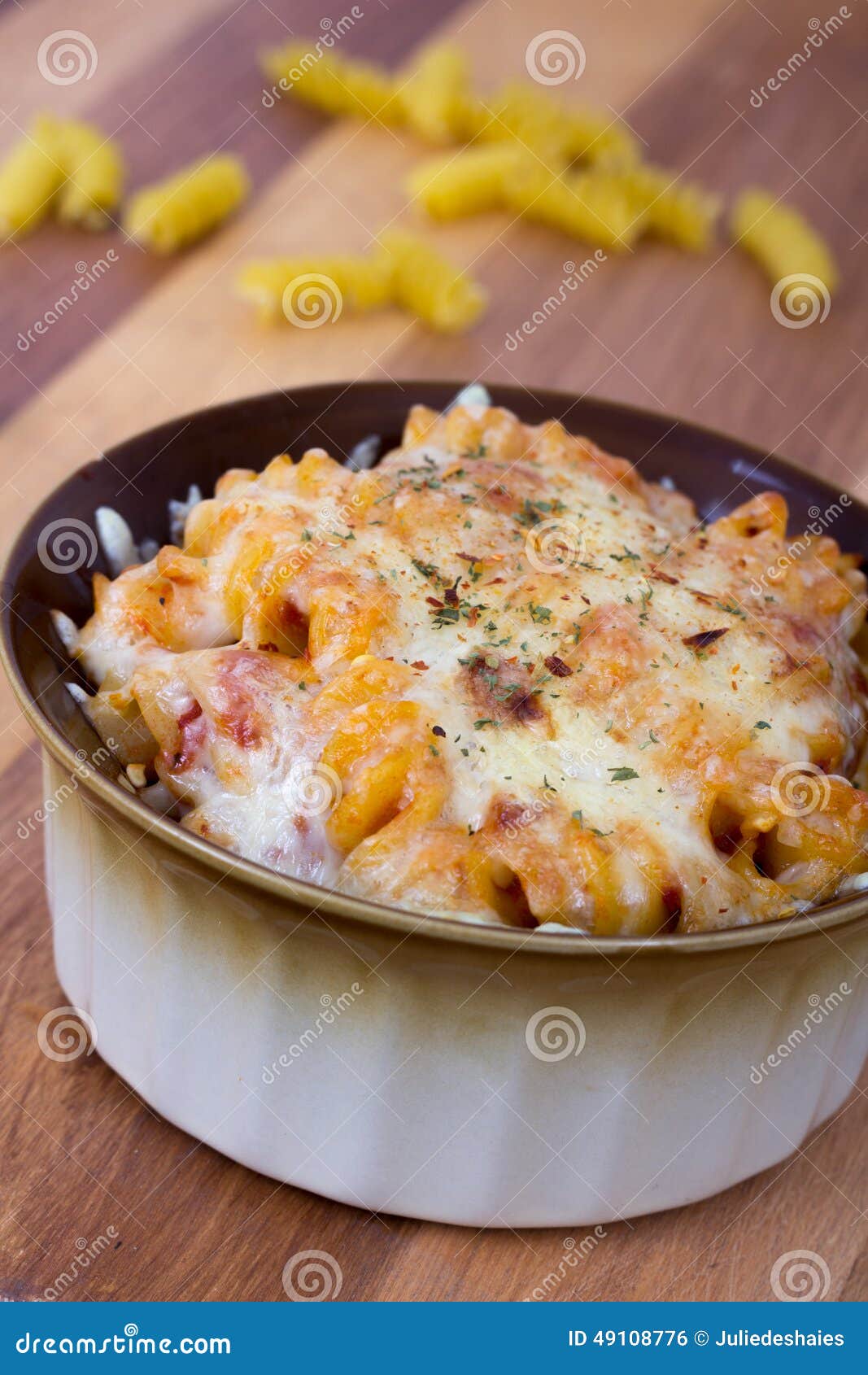 Rotini spiral pasta gratin stock photo. Image of indoors - 49108776