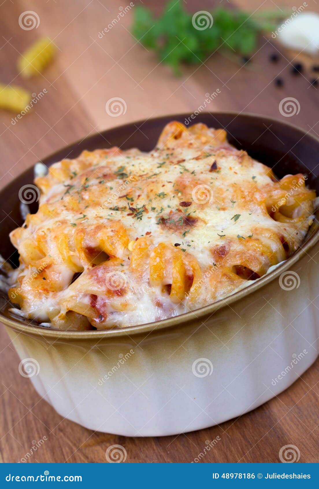 Rotini Spiral Pasta Gratin on Table Stock Photo - Image of shot, gratin ...