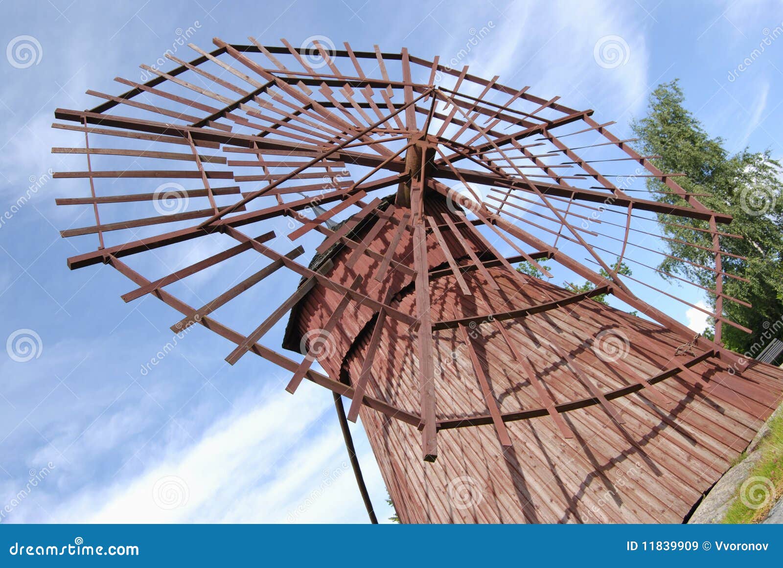 Rotor of Ancient Wooden Windmill Stock Image - Image of green, ancient ...