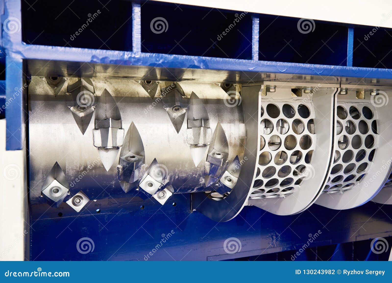 Rotor of Industrial Shredder for Wood Stock Photo - Image of removal ...