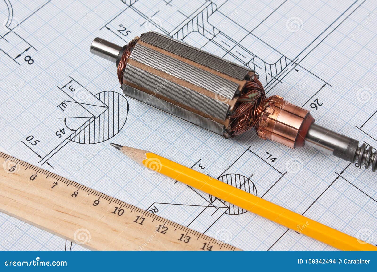 Rotor Of Electromotor And Drawing Royalty-Free Stock Image ...
