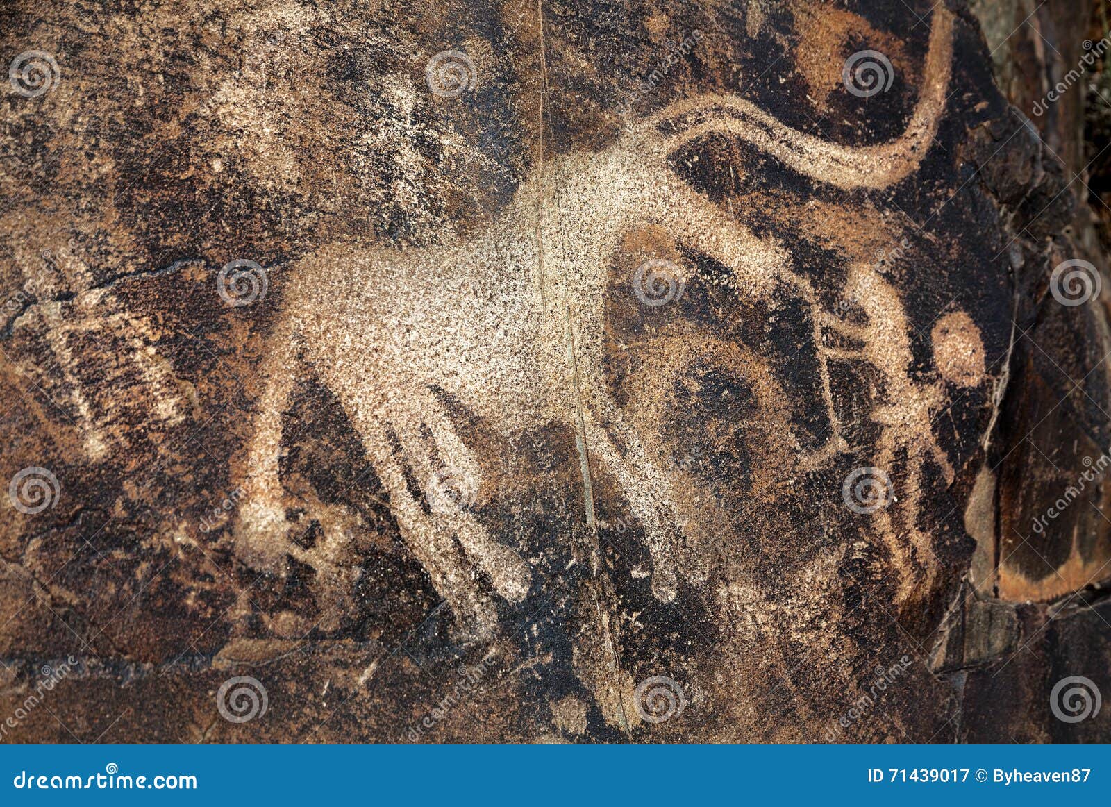 Rotstekening Met Dieren Op De Rots Stock Afbeelding - Image of ...