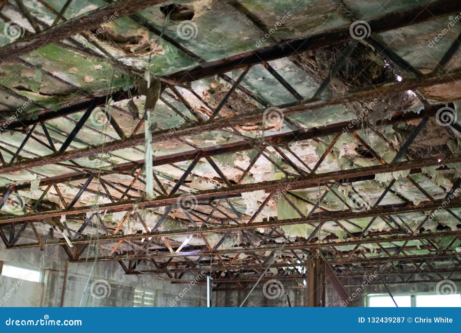 Rotted and Corroded Ceiling Structure in Abandoned Shop Stock Image ...