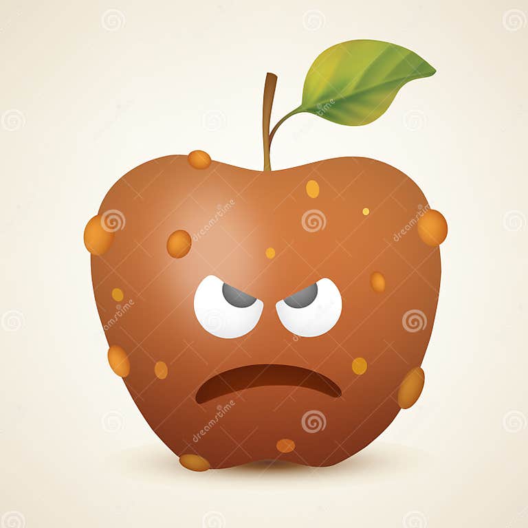 Rotten angry apple stock vector. Illustration of vitamins - 80684297