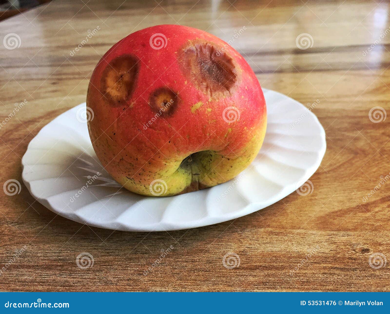 Rotten Apple with a Funny Face Stock Photo - Image of decaying, plate ...