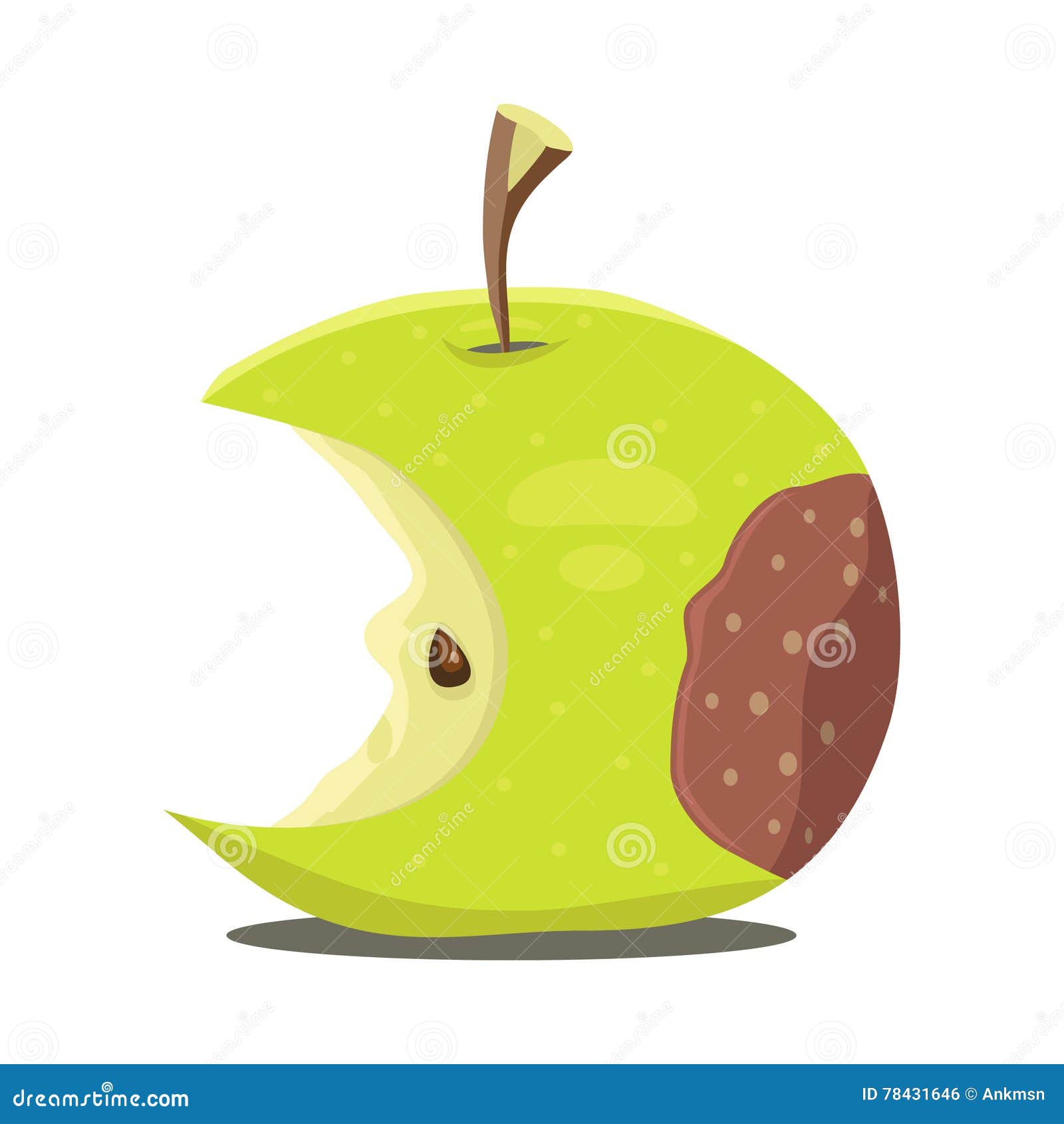 Rotten Red Apple Fruit With Leaf Cartoon Drawing Simple Design ...