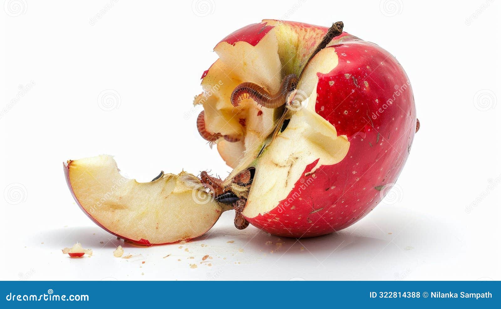 Rotten Red Apple Fruit With Leaf Cartoon Drawing Simple Design ...