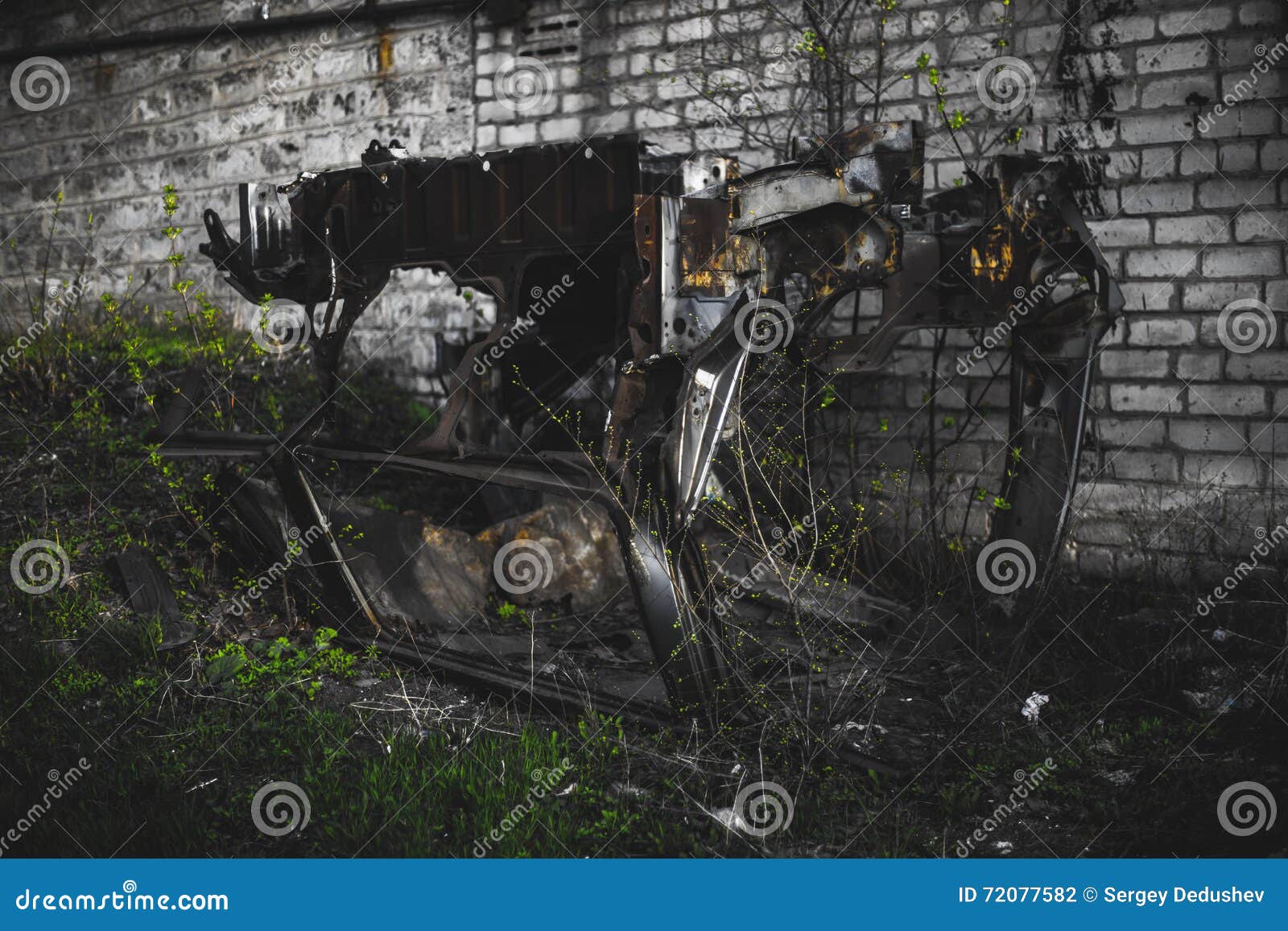Rotten broken machine stock photo. Image of flowers, brown - 72077582