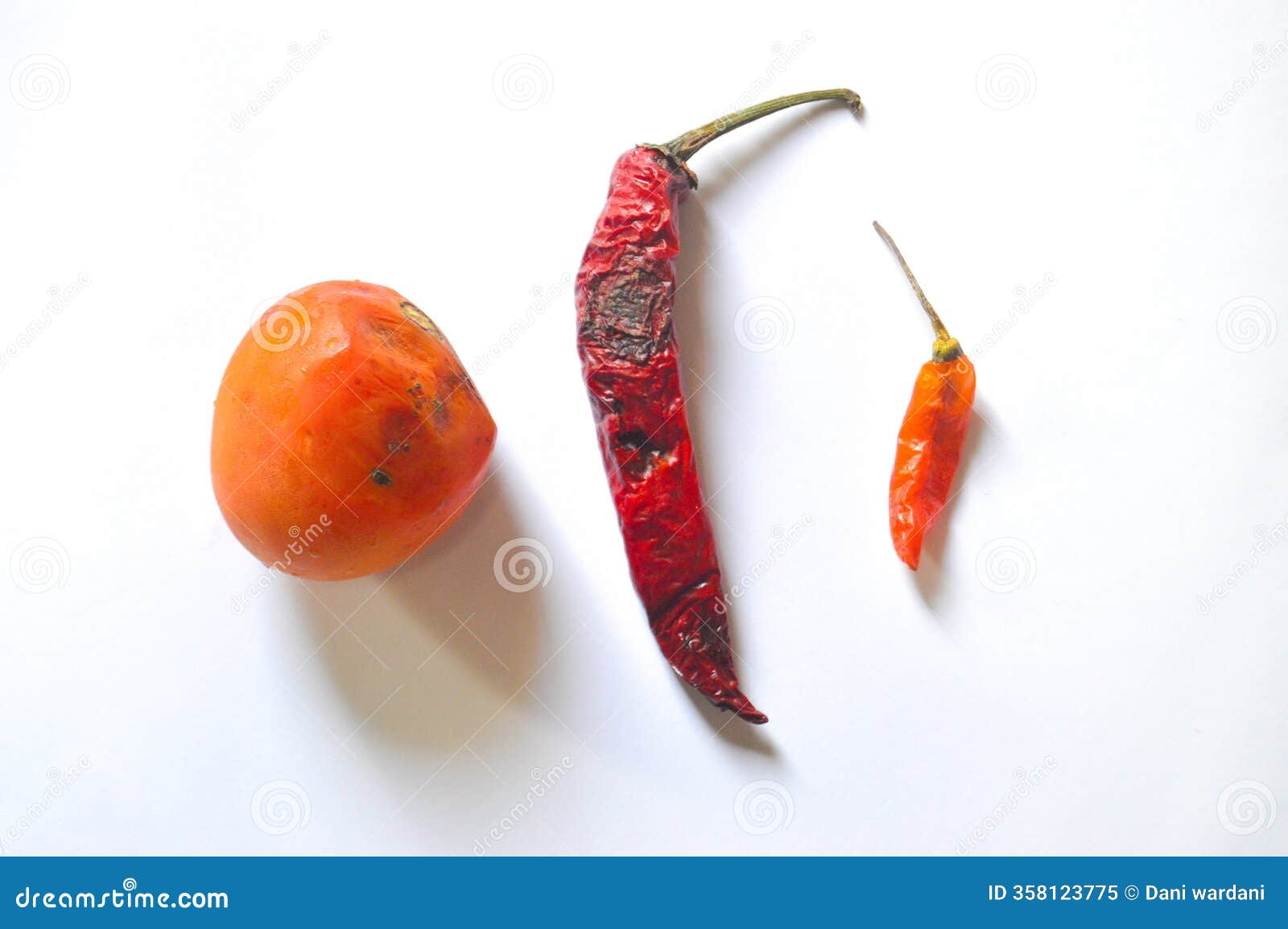 Rotten Chili and Tomato Isolated on White Stock Image - Image of dish ...