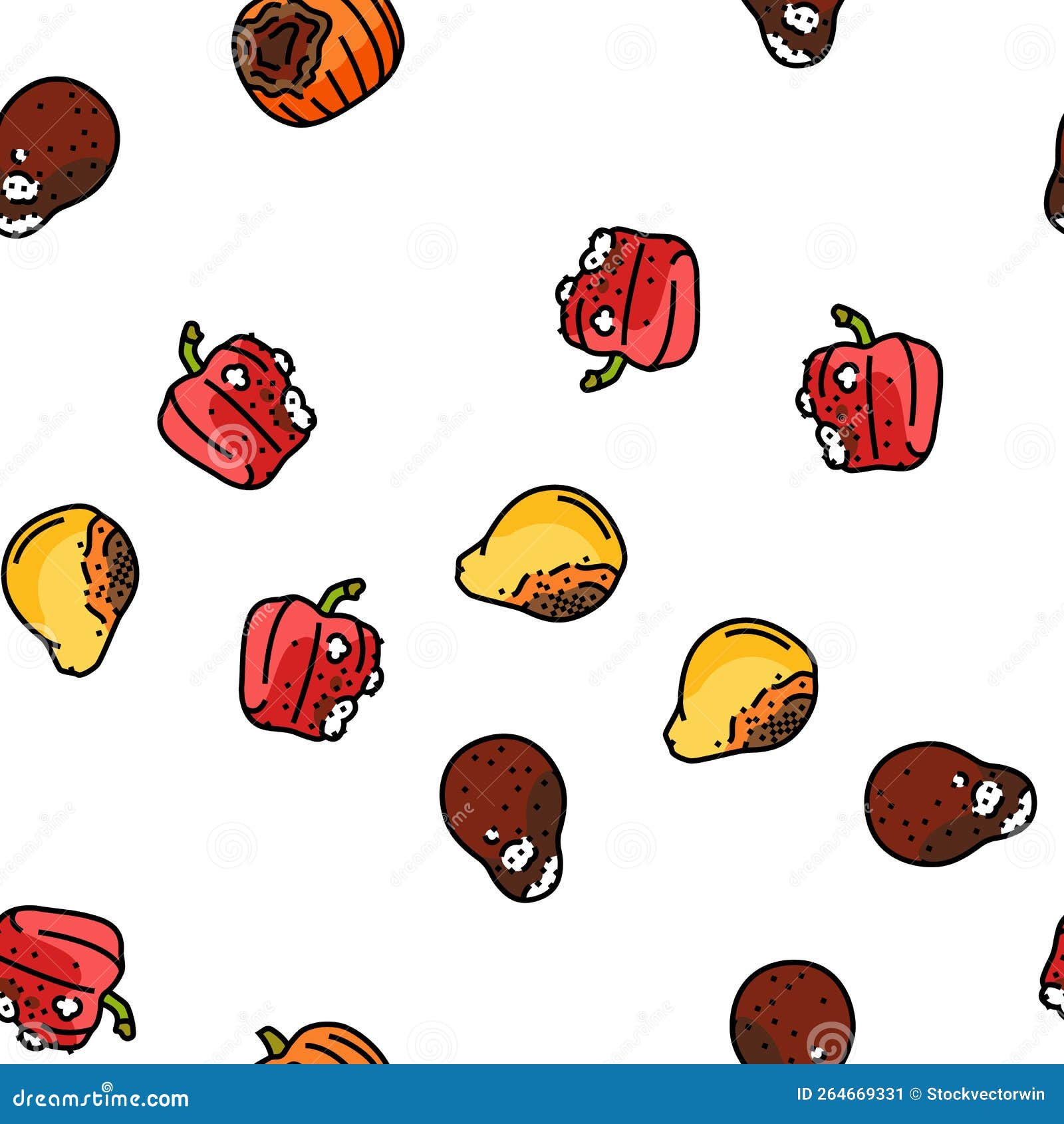 Rotten Food Fruit Waste Garbage Vector Seamless Pattern Stock Vector ...
