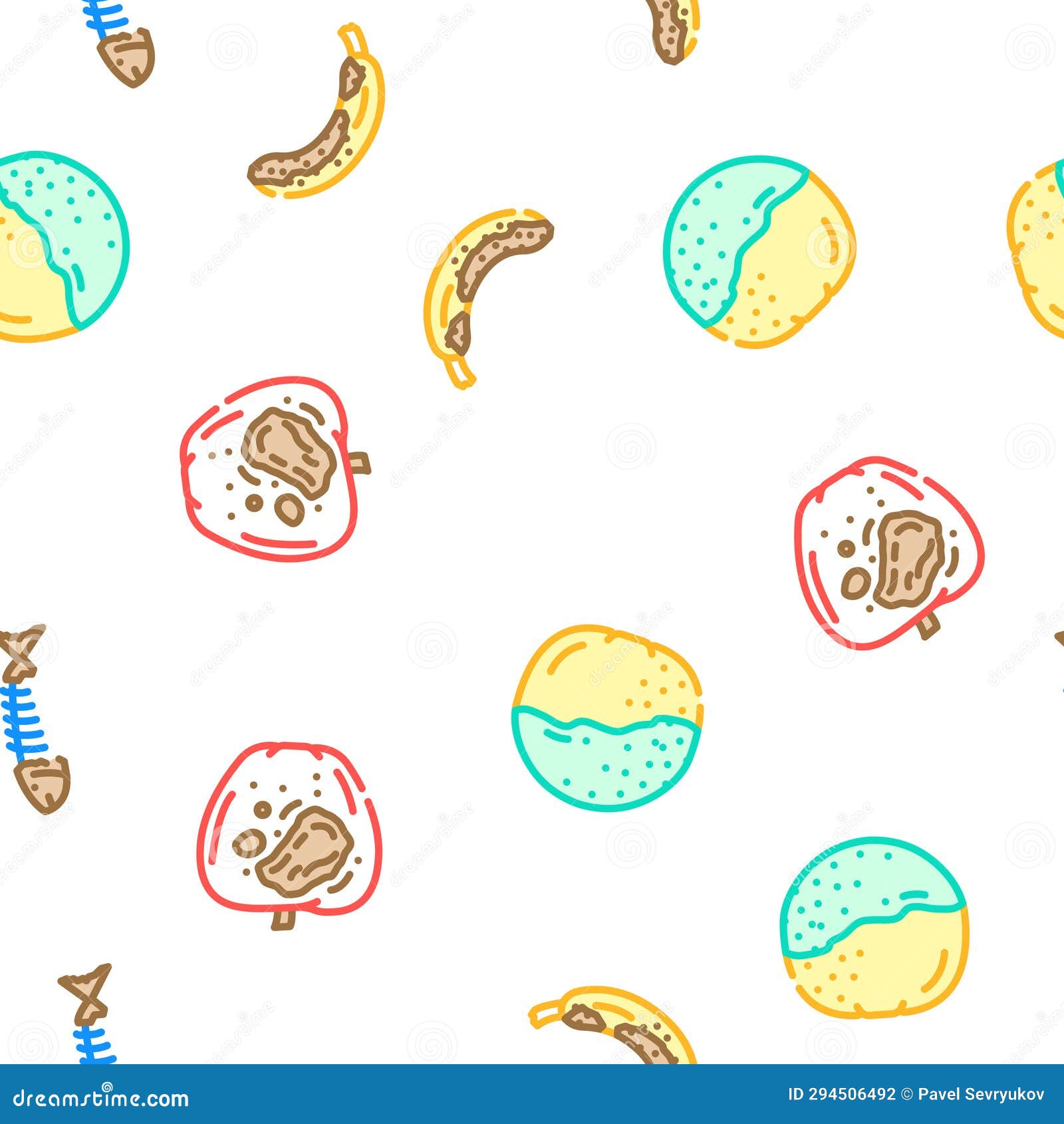 Rotten Food Waste Seamless Pattern Vector Stock Vector - Illustration ...