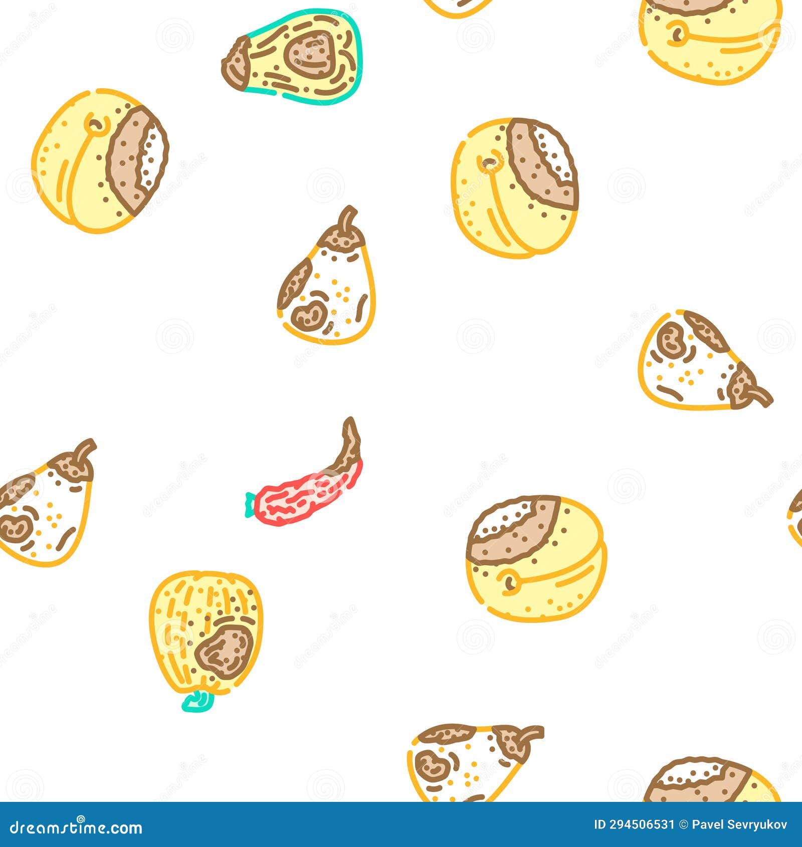 Rotten Food Waste Seamless Pattern Vector Stock Vector - Illustration ...