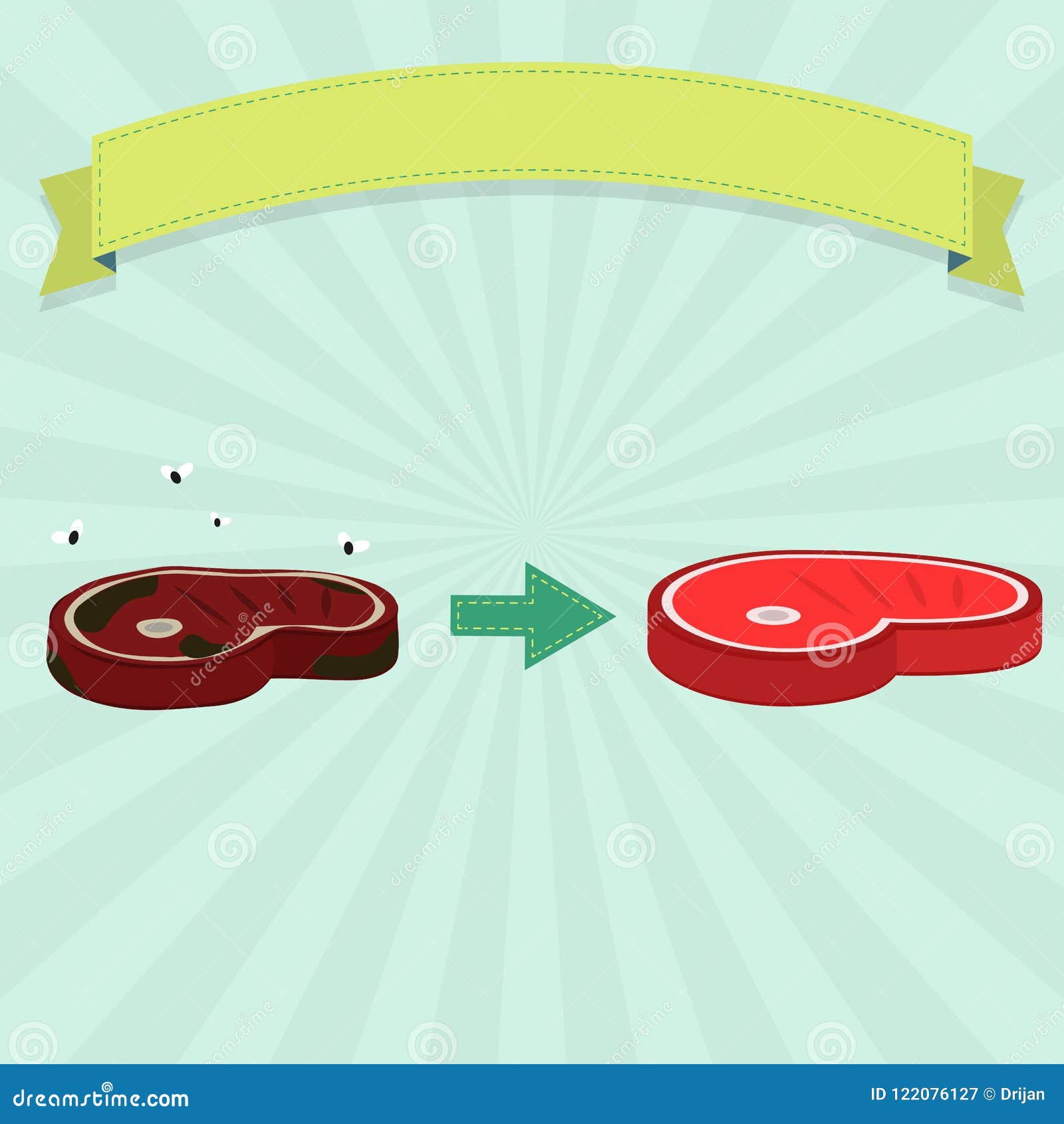 Rotten Meat. Stinky Food. Maggot Worms Cartoon Vector | CartoonDealer ...