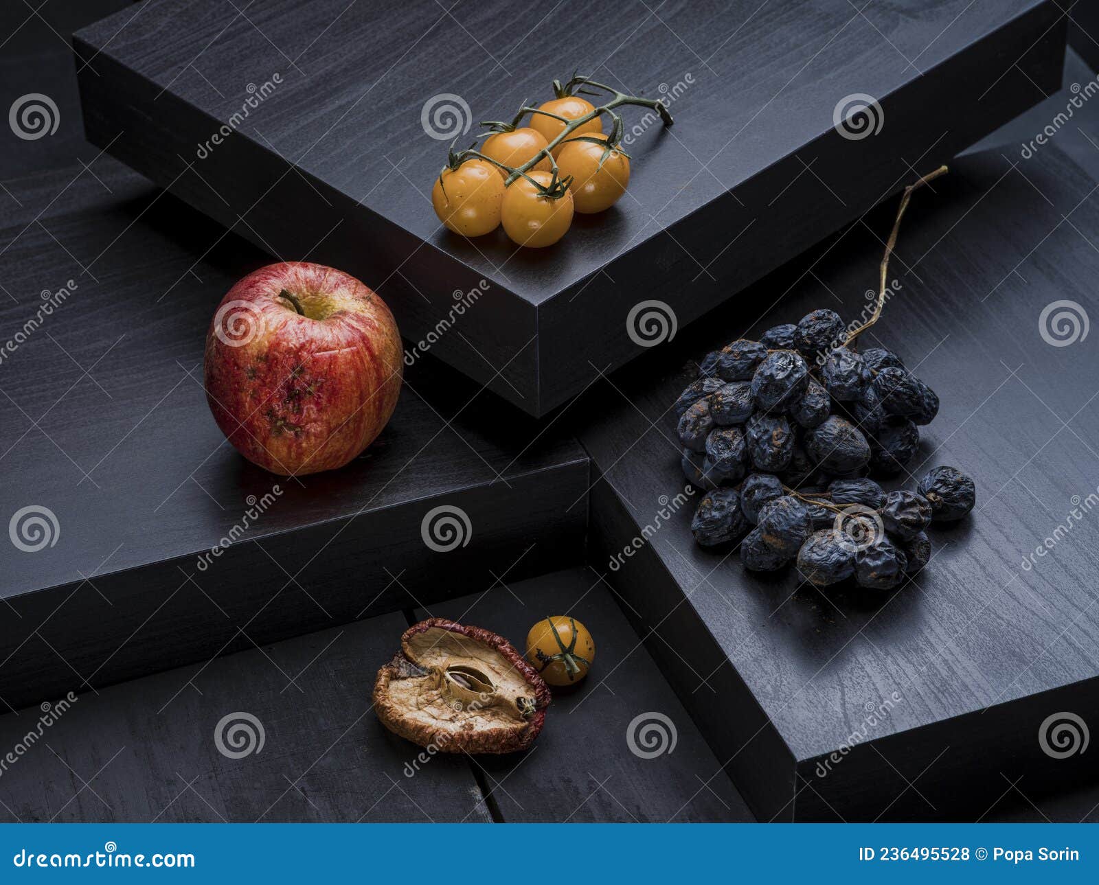 Rotten fruit over black stock photo. Image of rotten - 236495528