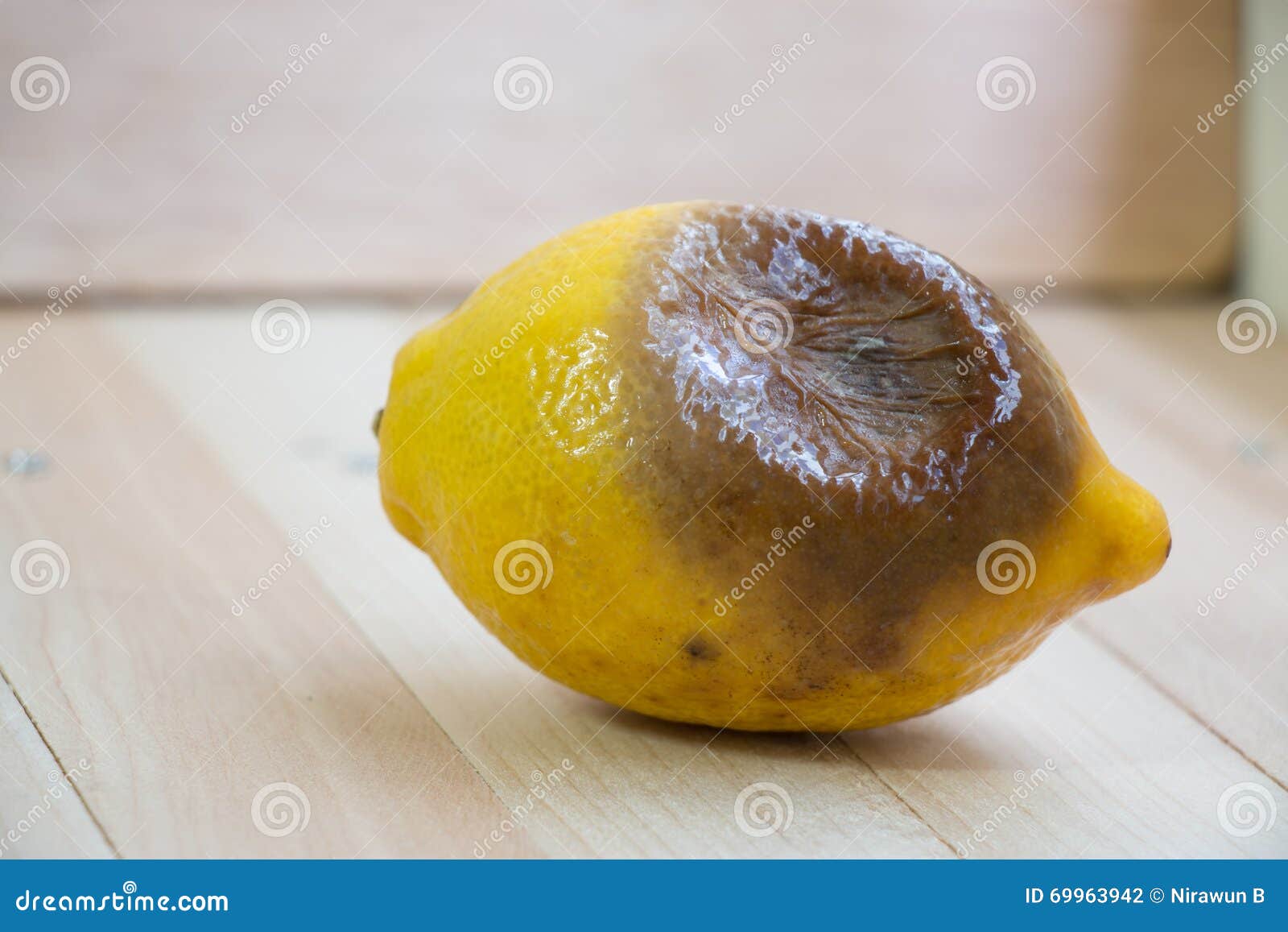 Rotten Lemon Put on Wooden Table Stock Photo - Image of broken, cross ...
