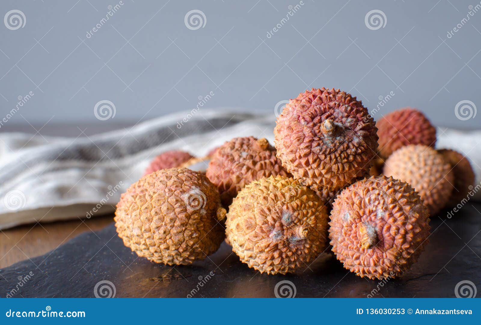 Rotten Litchi on Black Stone Background Stock Image - Image of litschi ...