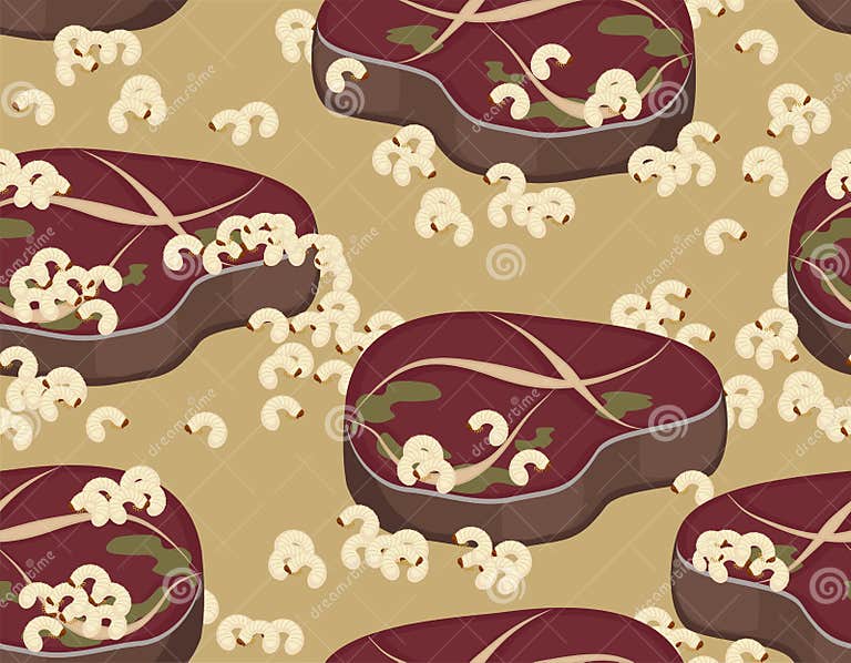 Rotten Meat and Worms Pattern Seamless. Meat and Maggot Background ...