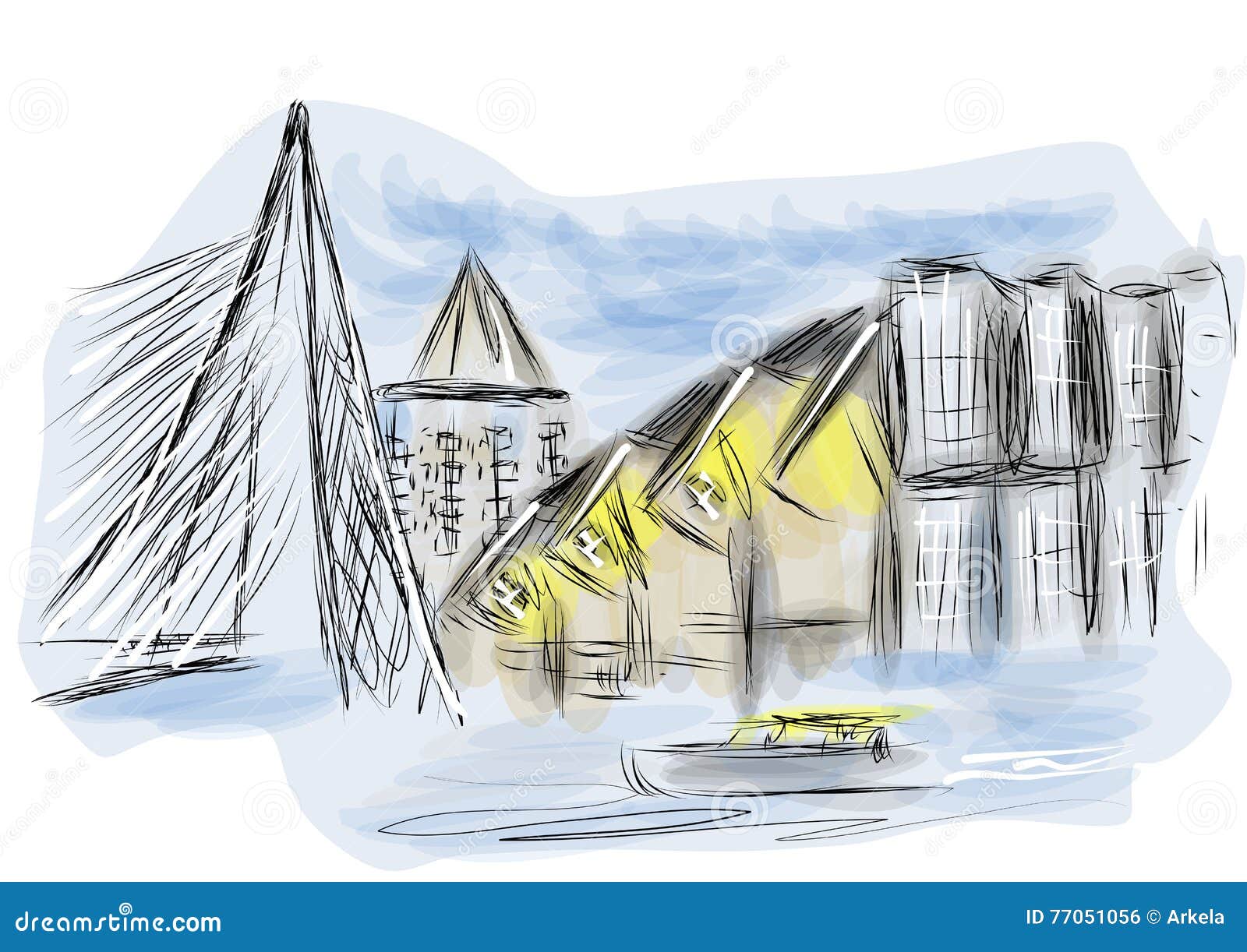 Rotterdam stock illustration. Illustration of architecture - 77051056