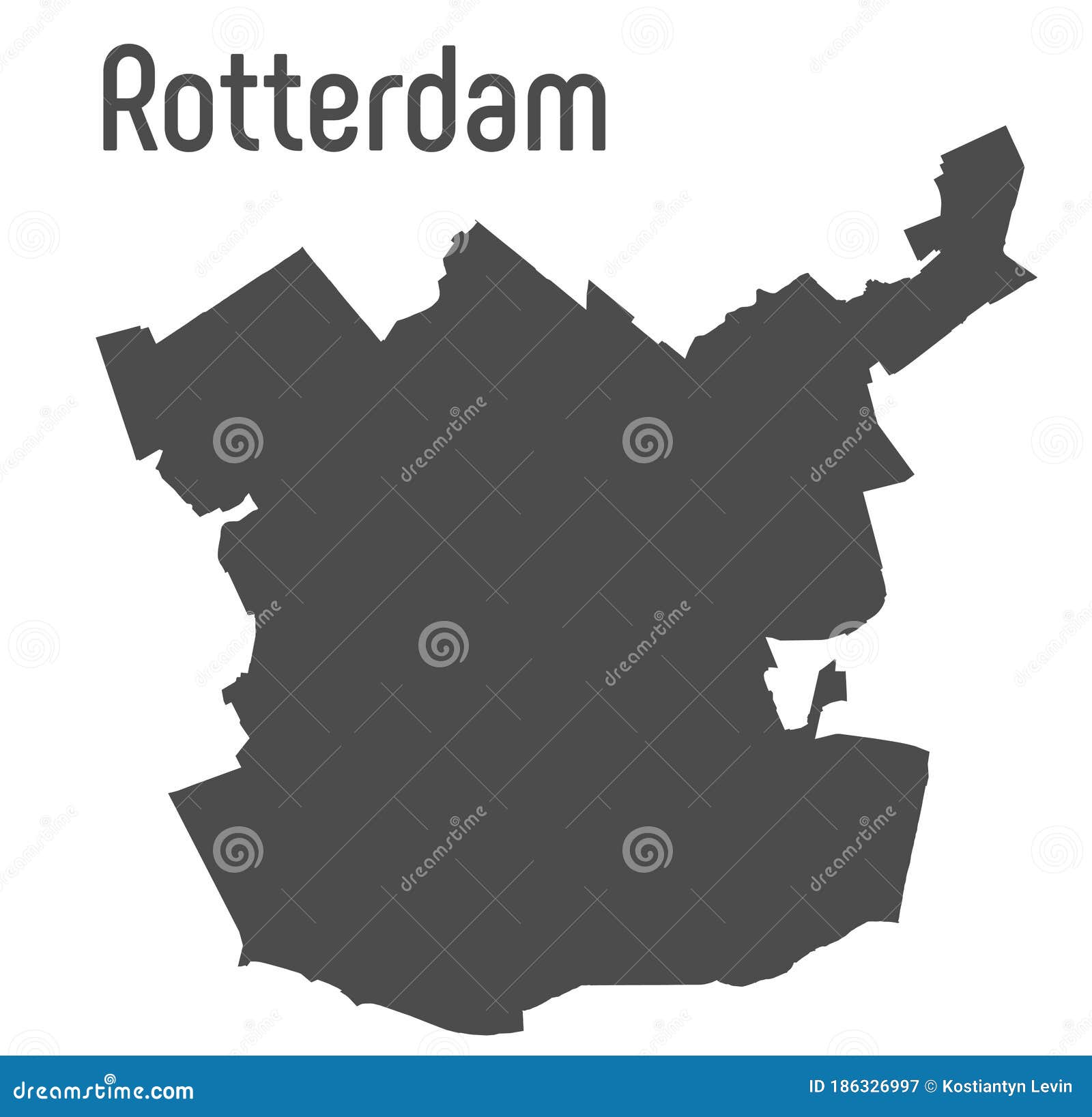 Rotterdam City Admin Borders Map Stock Vector - Illustration of nieuwe ...
