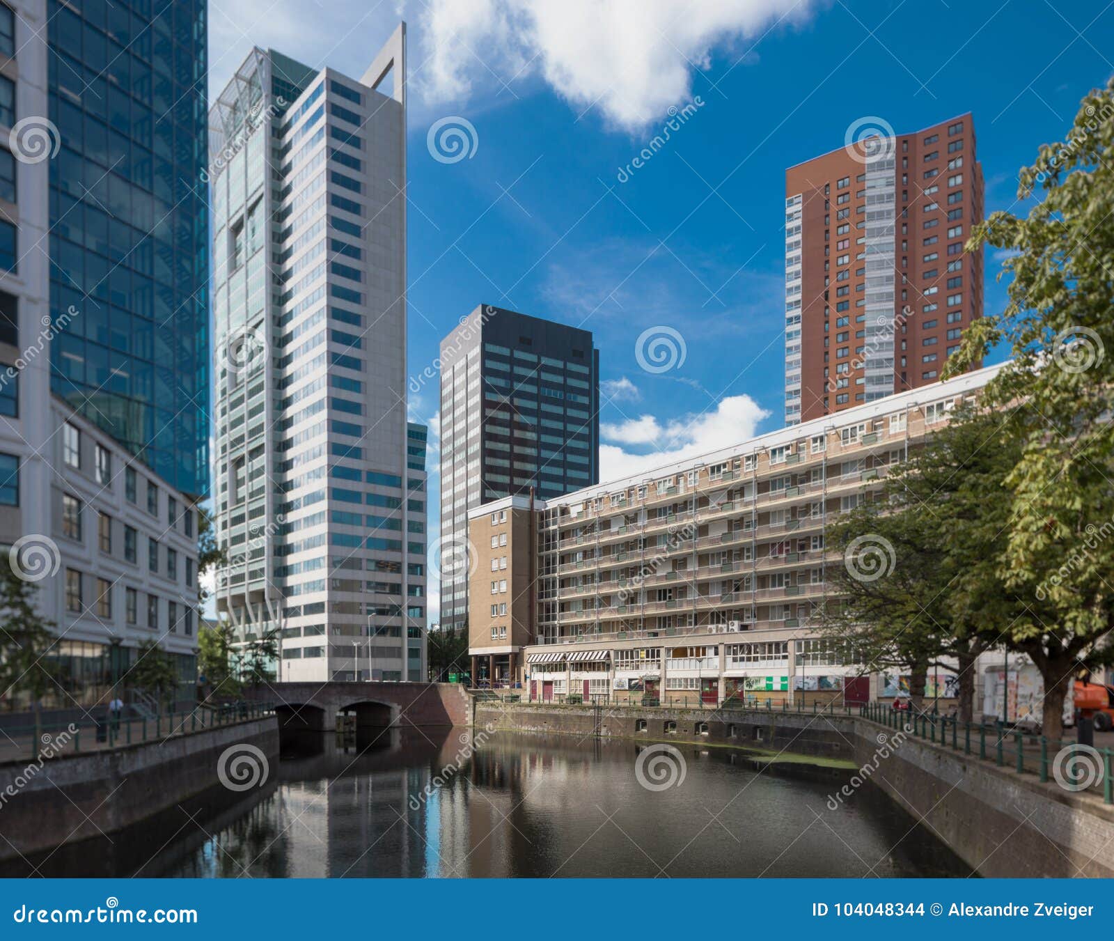 Rotterdam Cityscape with Canal and Buildings Stock Photo - Image of ...