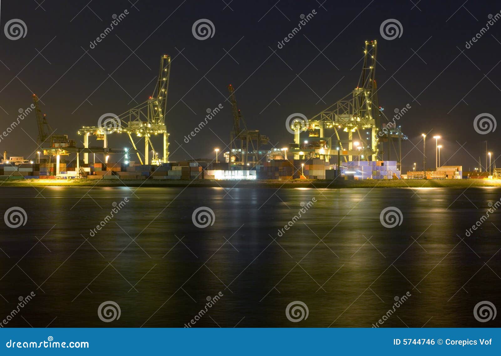 Rotterdam Harbor at Night stock photo. Image of rotterdam - 5744746