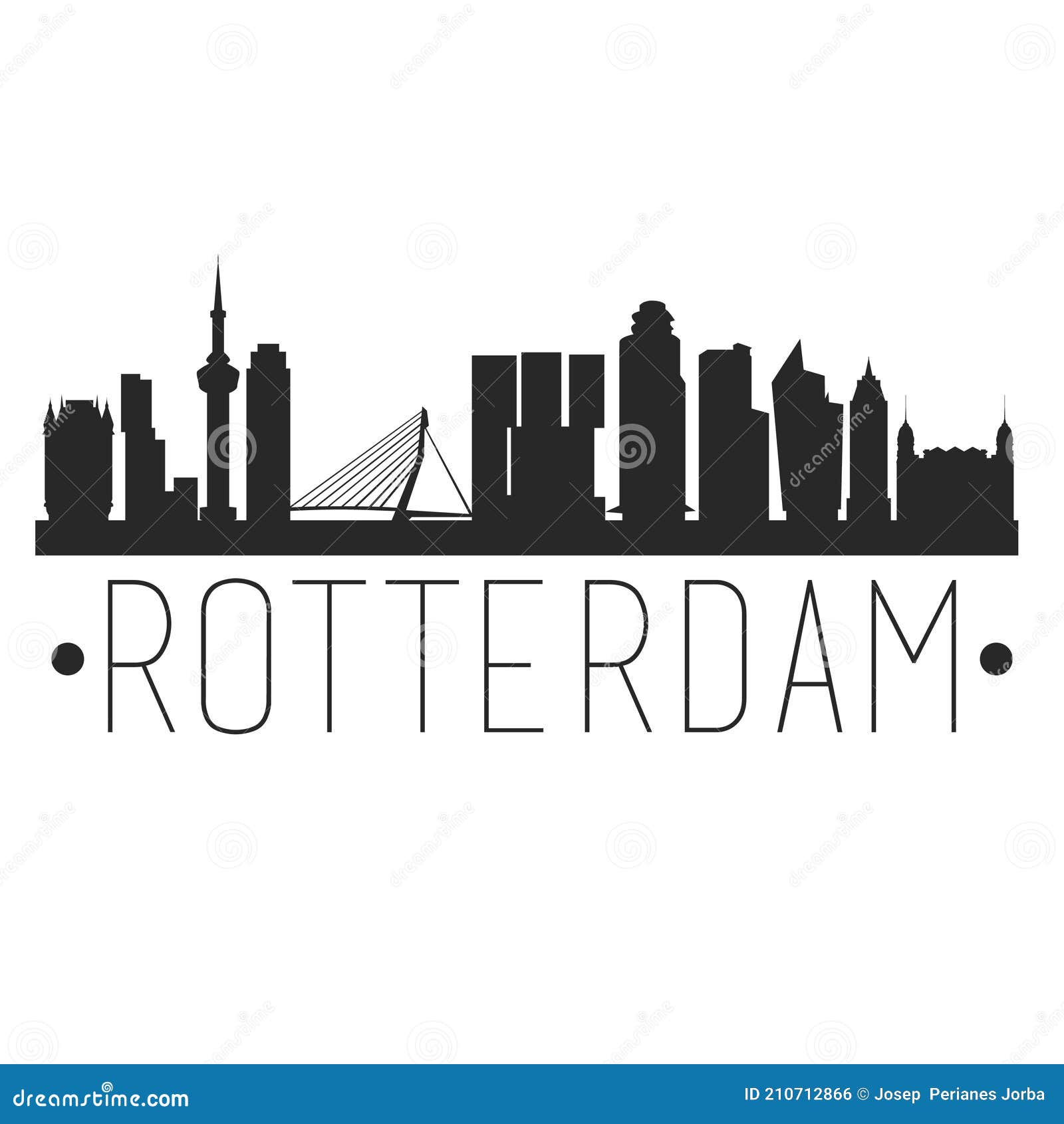 Rotterdam Nederland. Skyline. Silhouette. Ontwerpvector. Beroemde ...