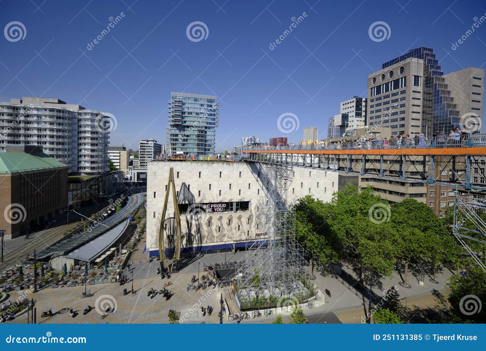 Rotterdam, the Netherlands - Aerial View Along the Central Coolsingel ...