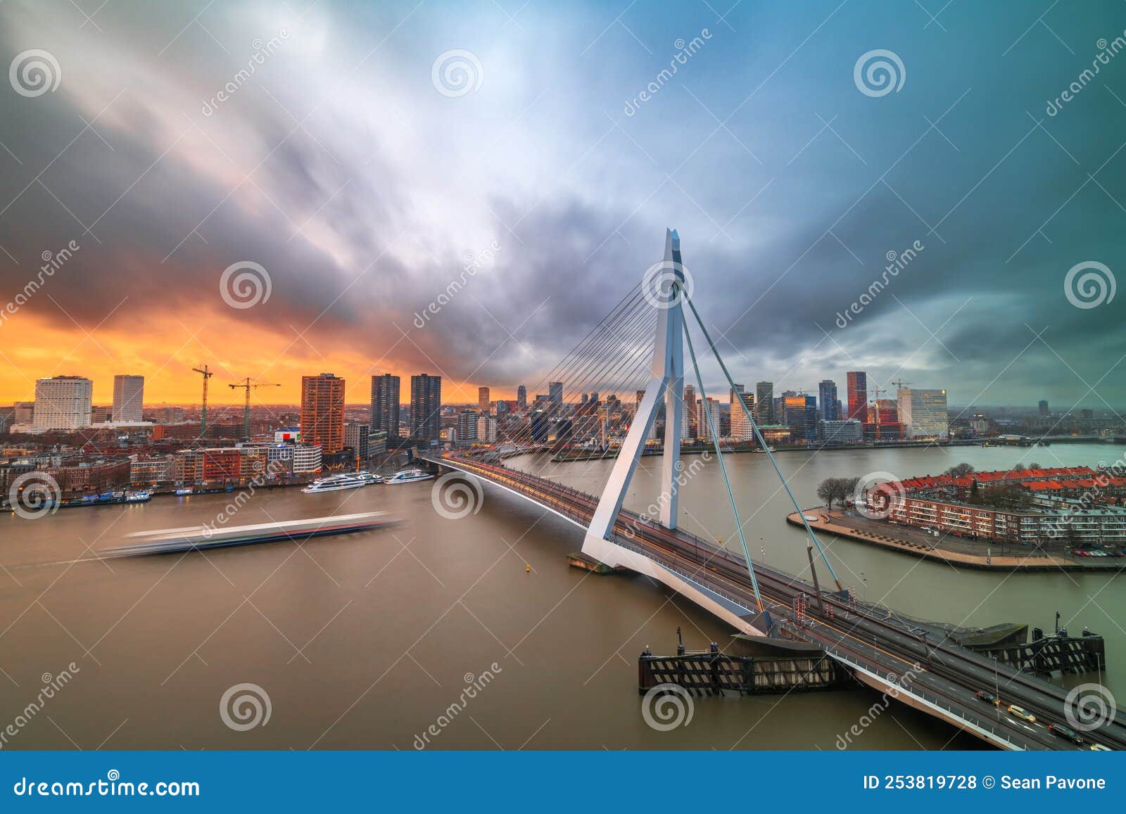 Rotterdam, Netherlands, City Skyline Over the River Editorial Stock ...